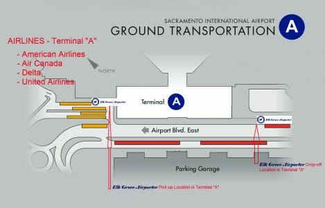 SFO SMF Airport Shuttle - Pick-up/Drop-off Maps